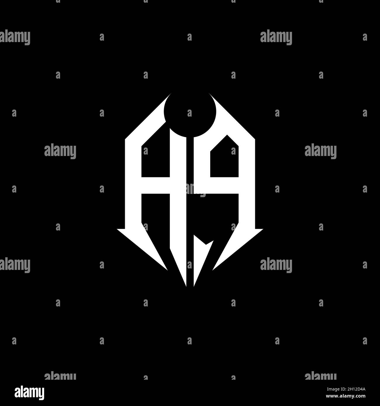 HP Monogram logo letter with metal shape style design template on black ...