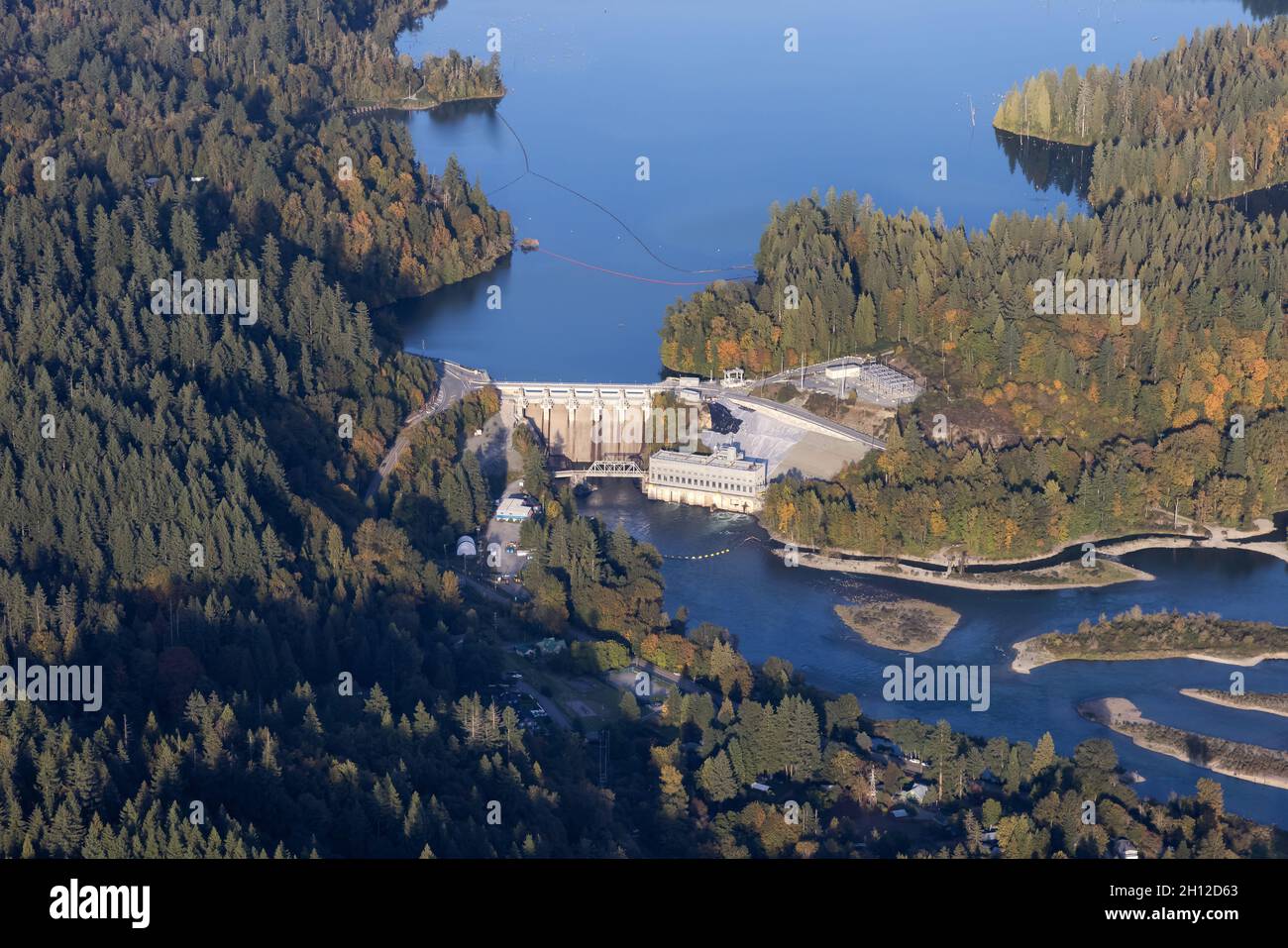 Aerial view from airplane of a water dam by Hayward Lake Stock Photo ...