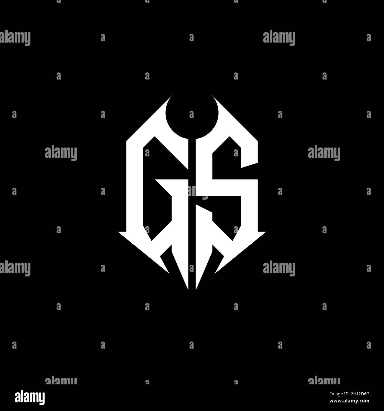 GS Monogram logo letter with metal shape style design template on black ...