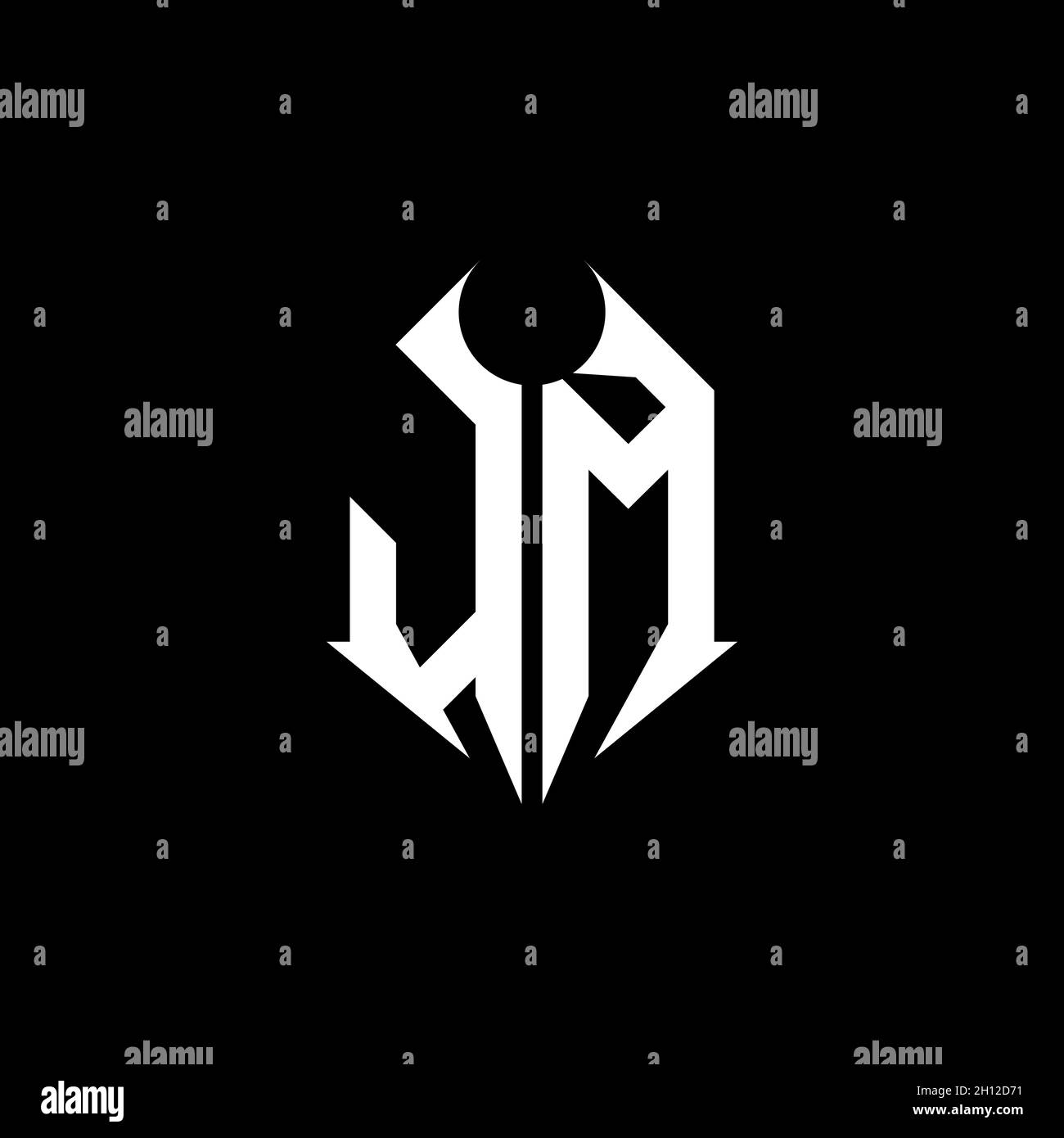 JM Monogram logo letter with metal shape style design template on black ...