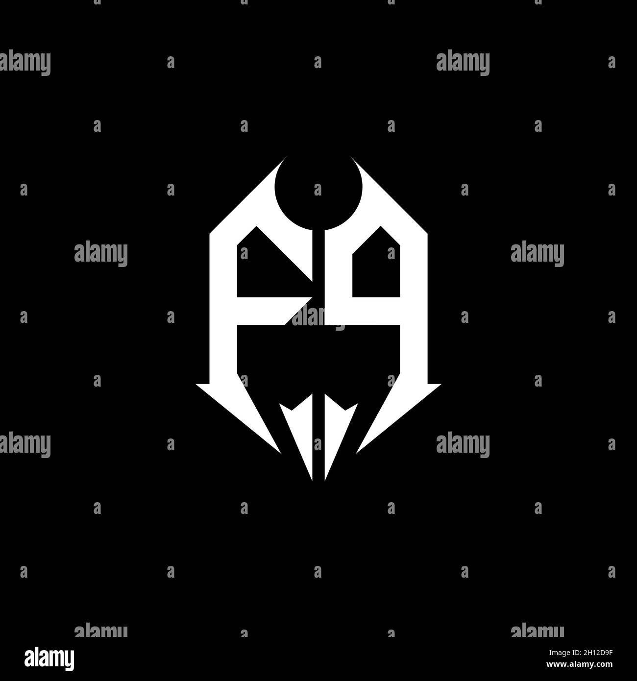 FP Monogram logo letter with metal shape style design template on black ...