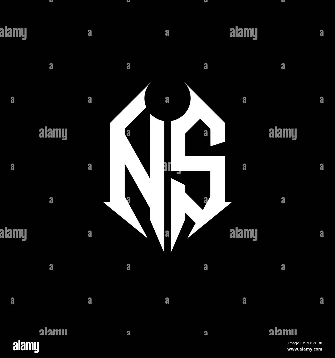NS Monogram logo letter with metal shape style design template on black ...