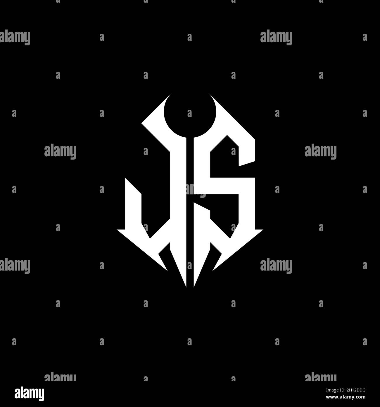 JS Monogram logo letter with metal shape style design template on black ...