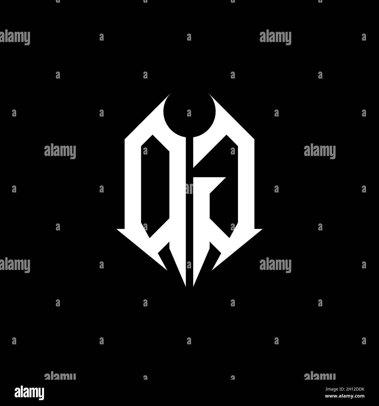 OG Monogram logo letter with metal shape style design template on black ...