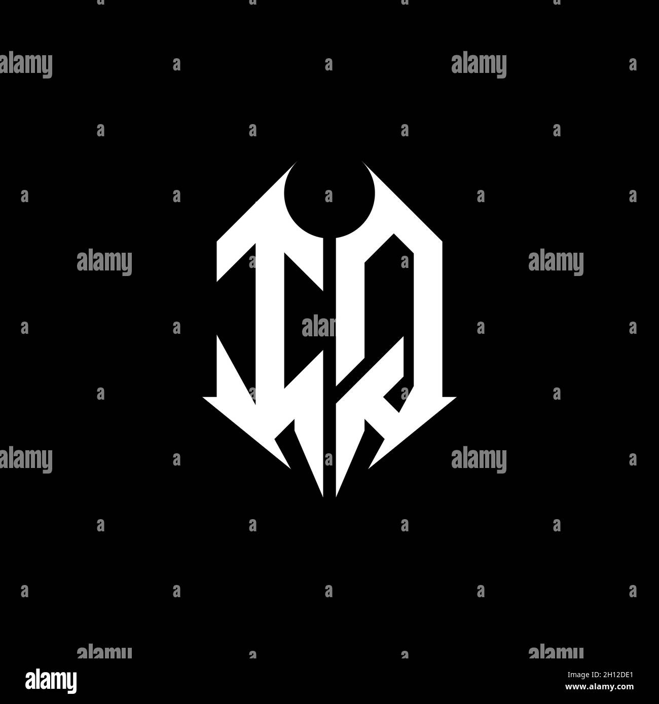 IQ Monogram logo letter with metal shape style design template on black ...