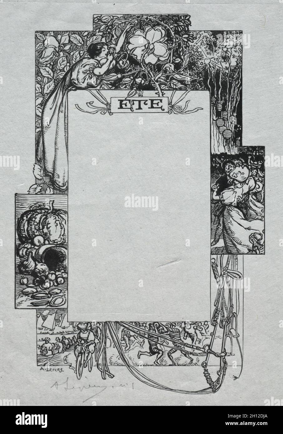 Paris Almanac, 1897: Decorative Border, Summer, 1897. Auguste Louis ...