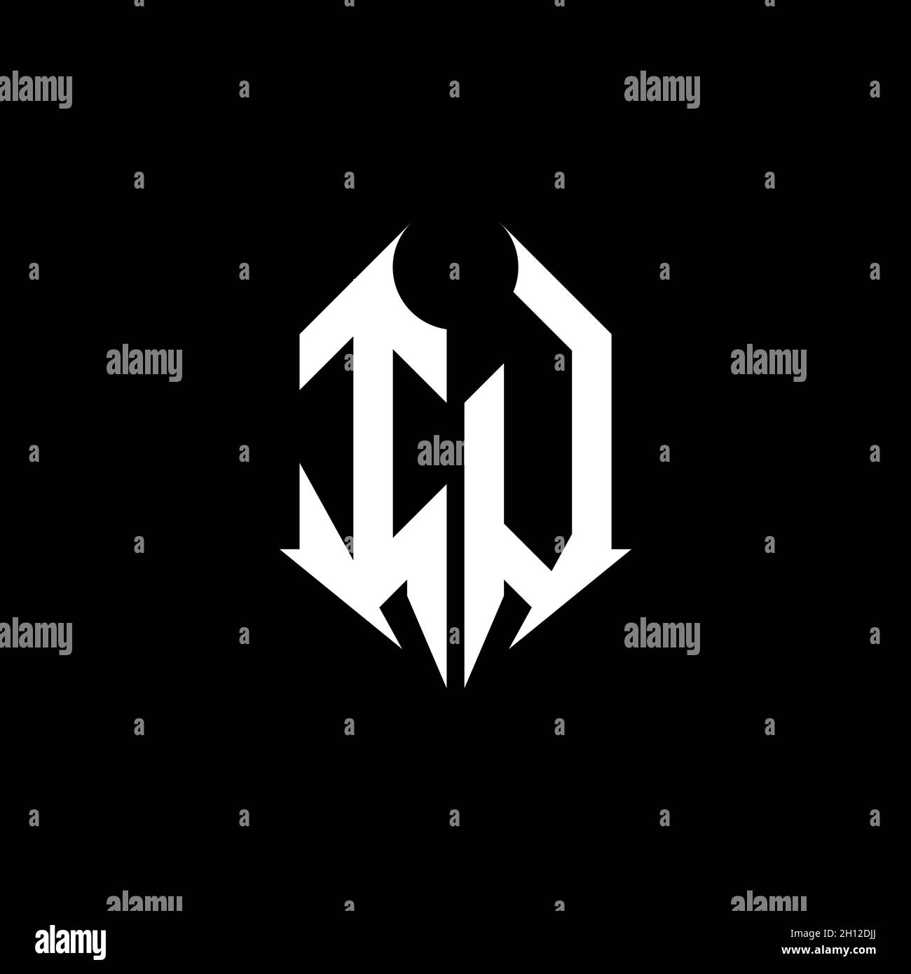IU Monogram logo letter with metal shape style design template on black ...