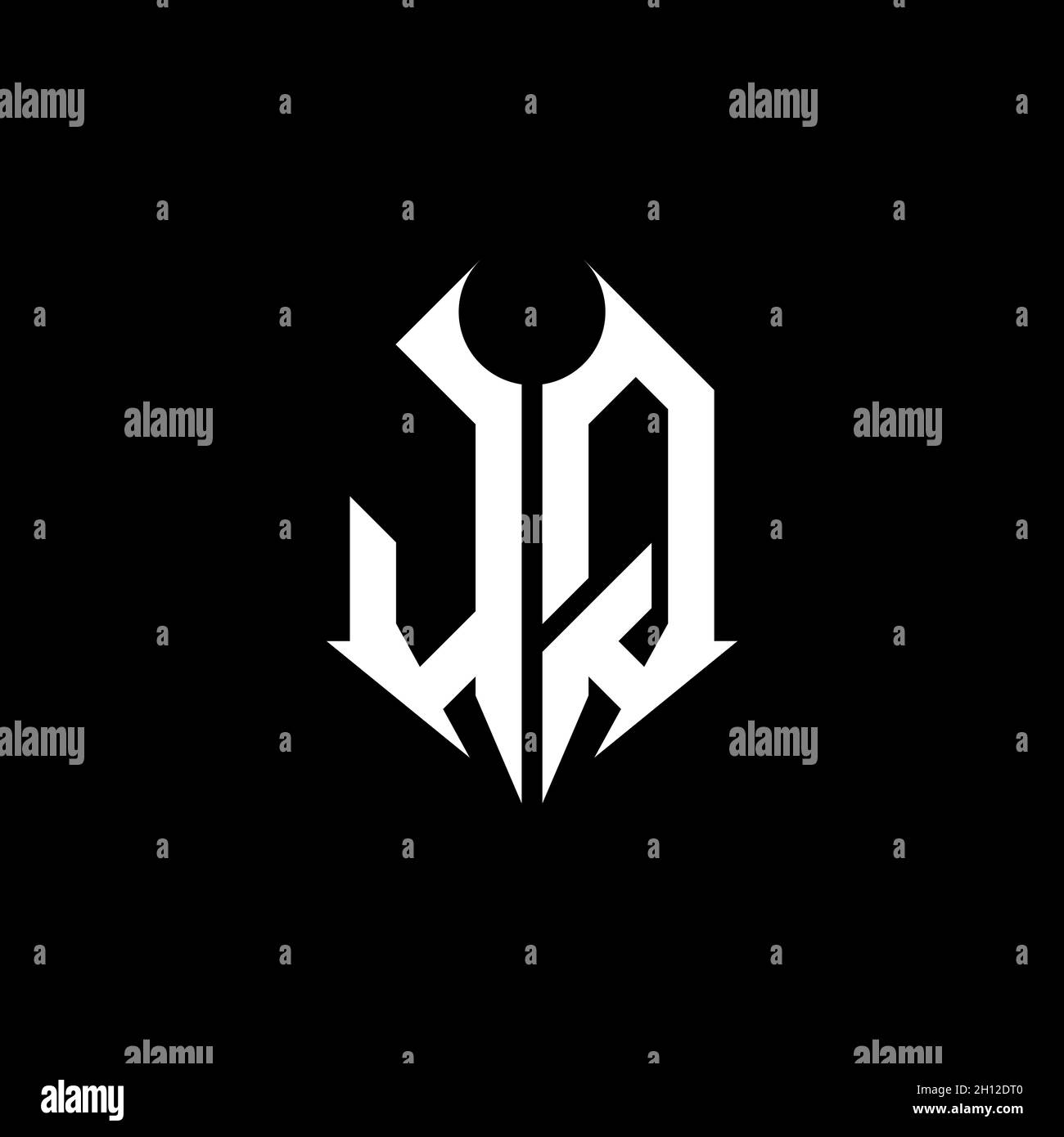 JQ Monogram logo letter with metal shape style design template on black ...