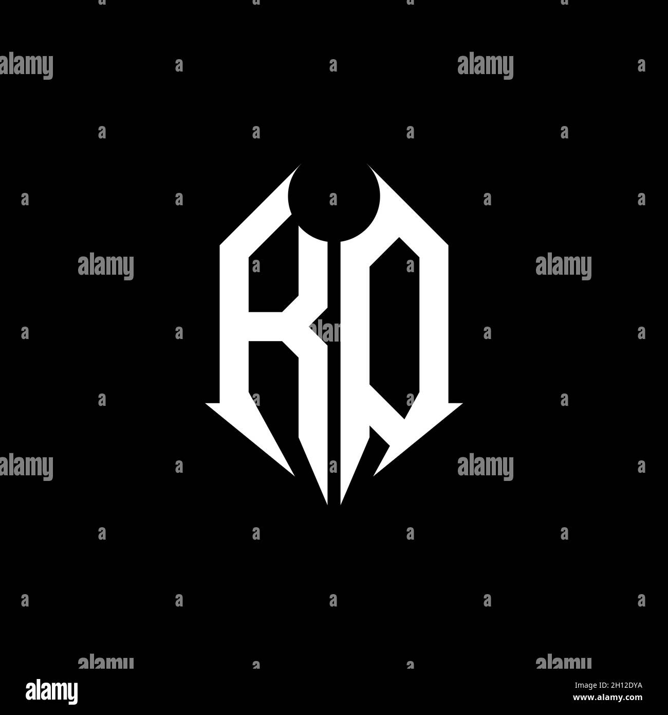 KO Monogram logo letter with metal shape style design template on black ...
