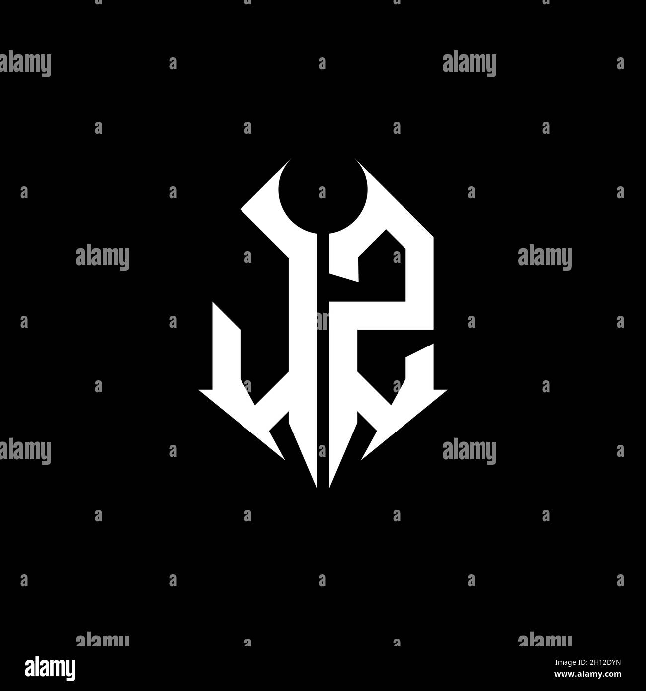 JZ Monogram logo letter with metal shape style design template on black ...