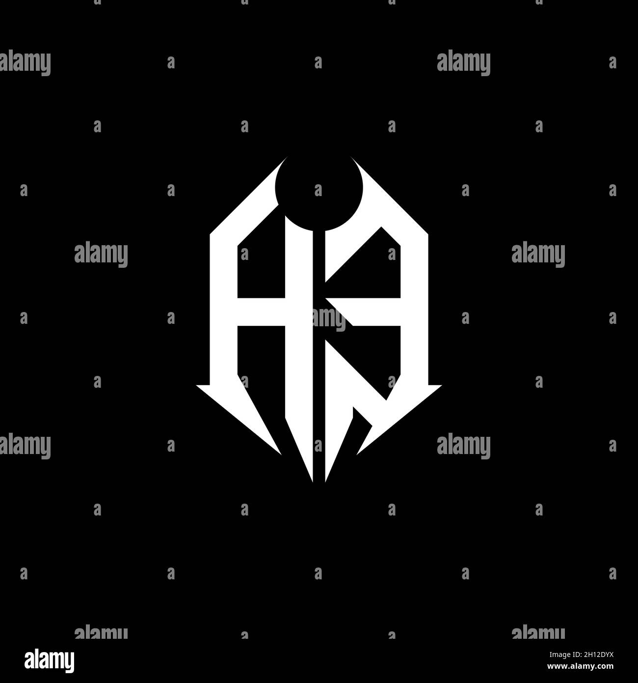HE Monogram logo letter with metal shape style design template on black ...