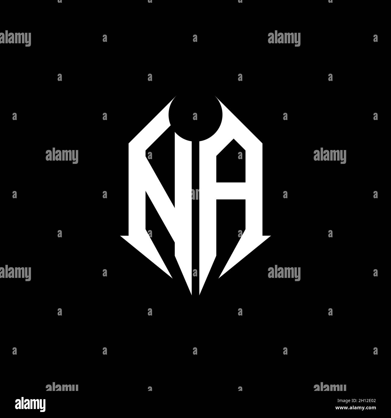 NA Monogram logo letter with metal shape style design template on black ...