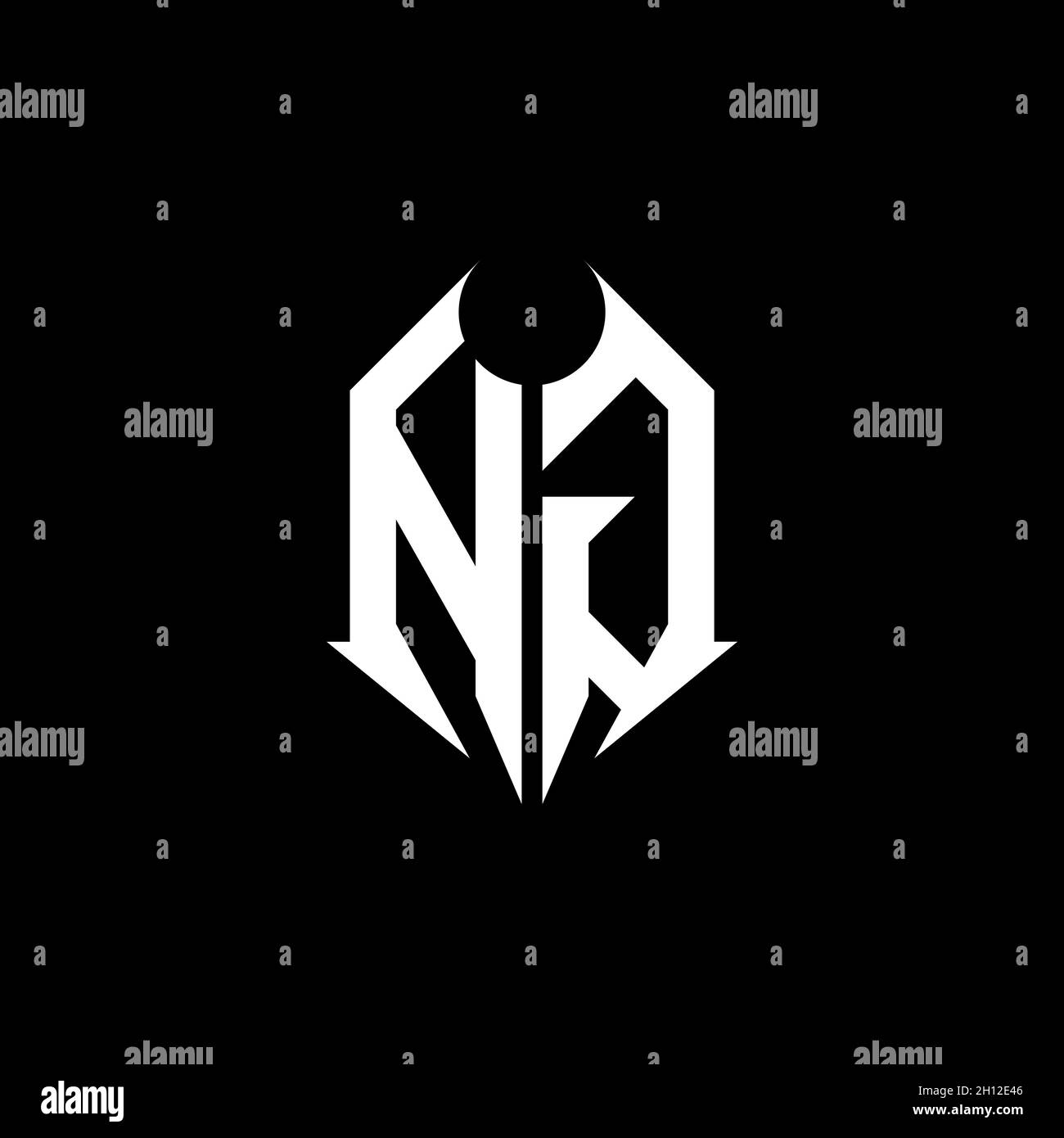 NG Monogram logo letter with metal shape style design template on black ...