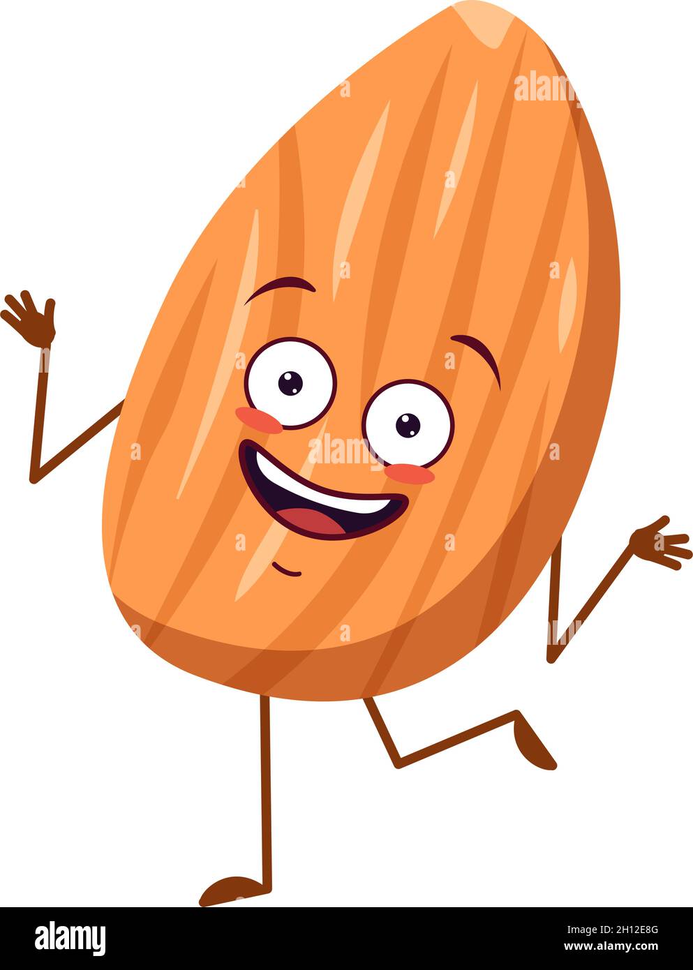 Cute almond characters cheerful with emotions dancing, face, arms and ...