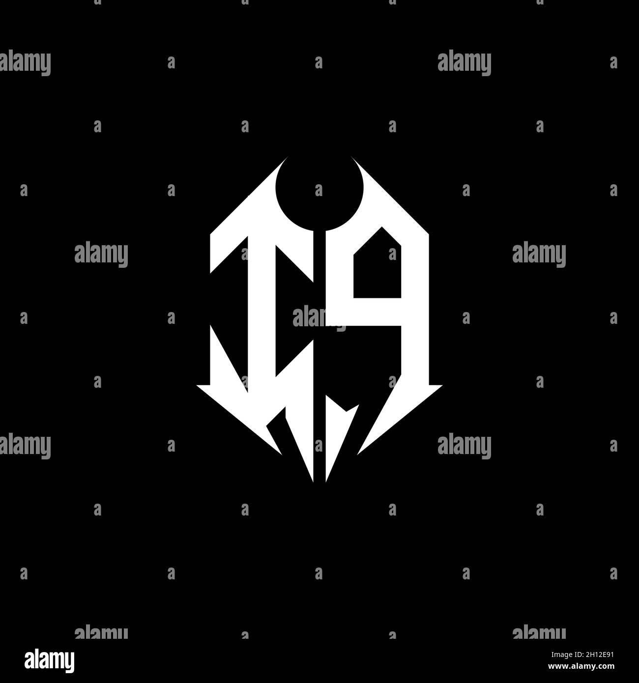 IP Monogram logo letter with metal shape style design template on black ...