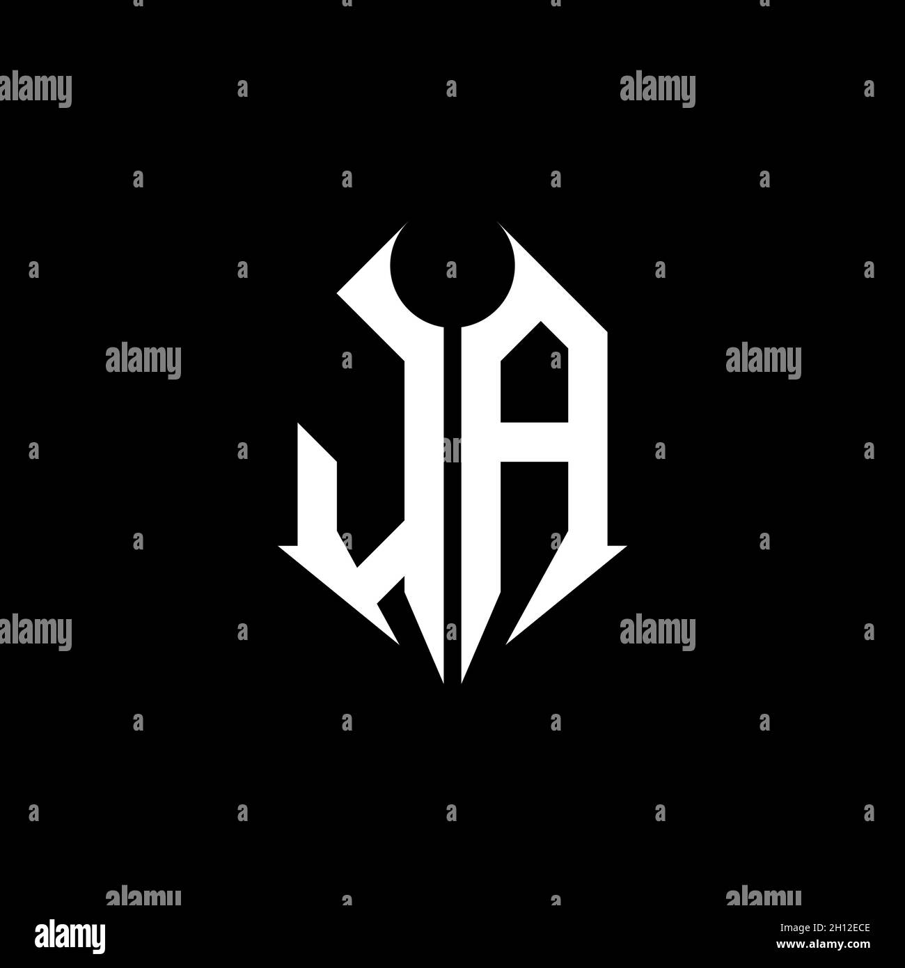 JA Monogram logo letter with metal shape style design template on black ...
