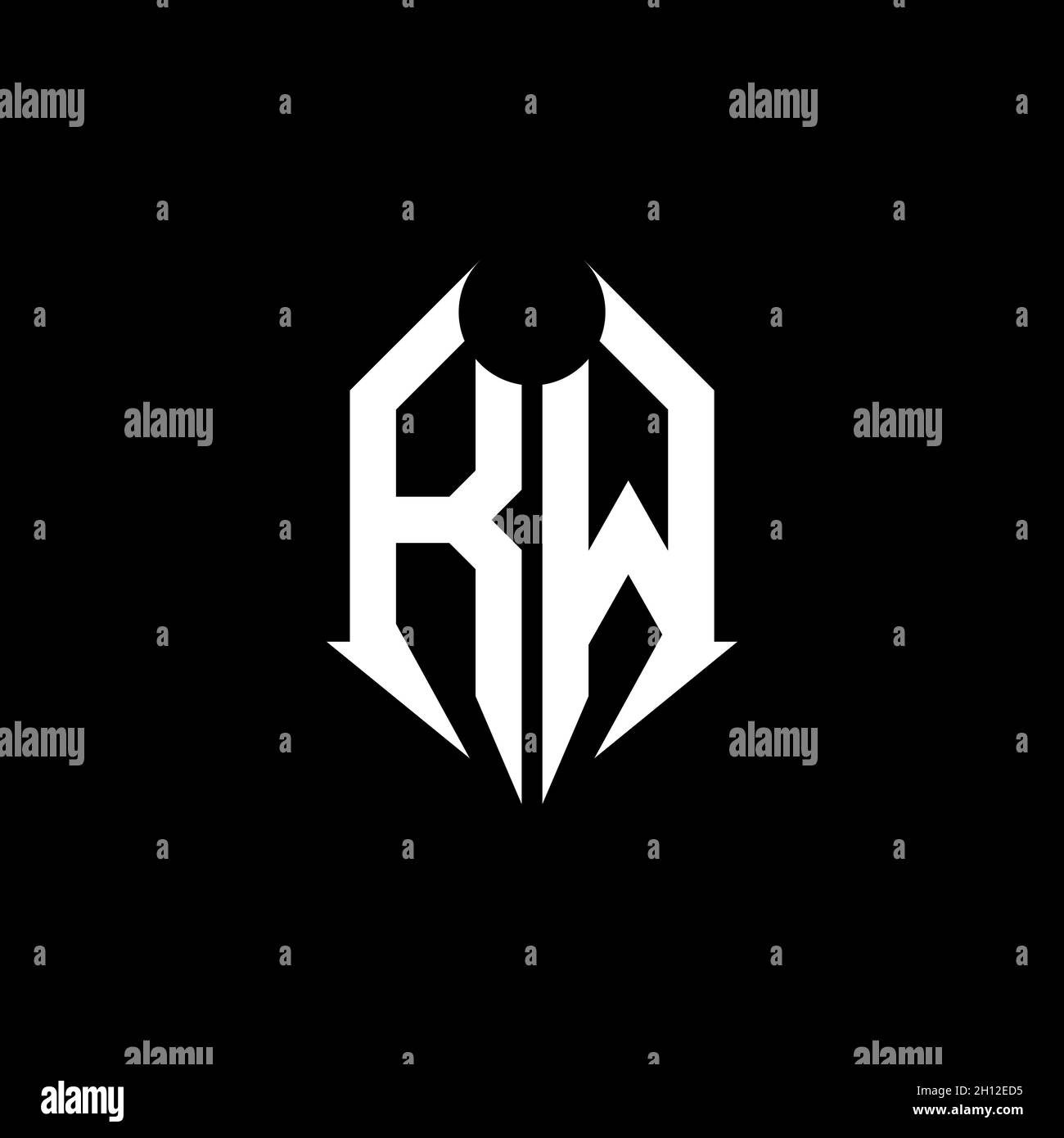 KW Monogram logo letter with metal shape style design template on black ...