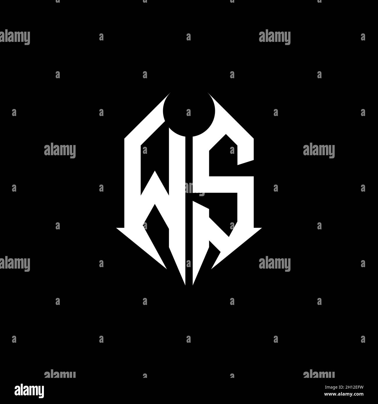 WS Monogram logo letter with metal shape style design template on black ...