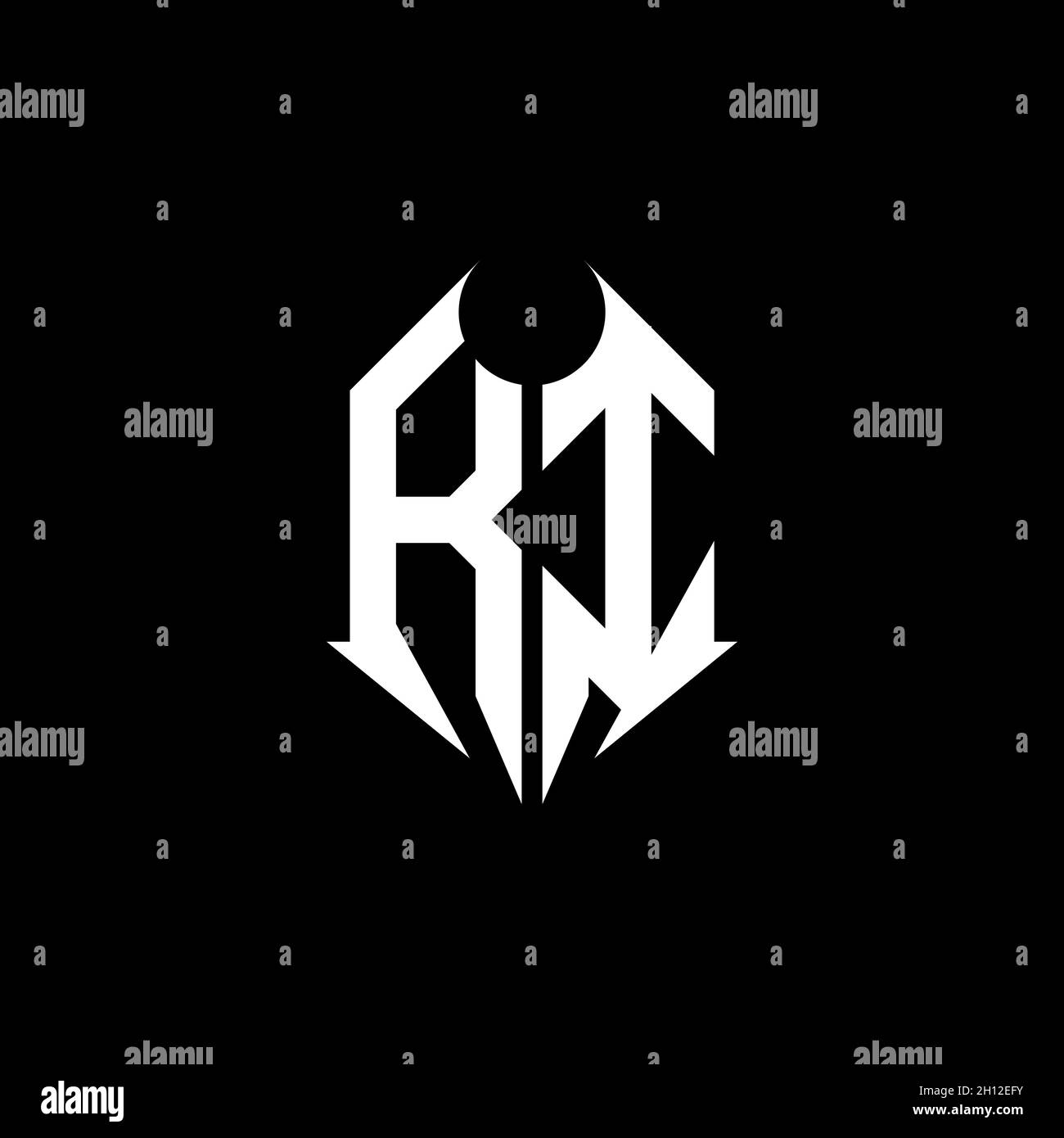 KI Monogram logo letter with metal shape style design template on black ...