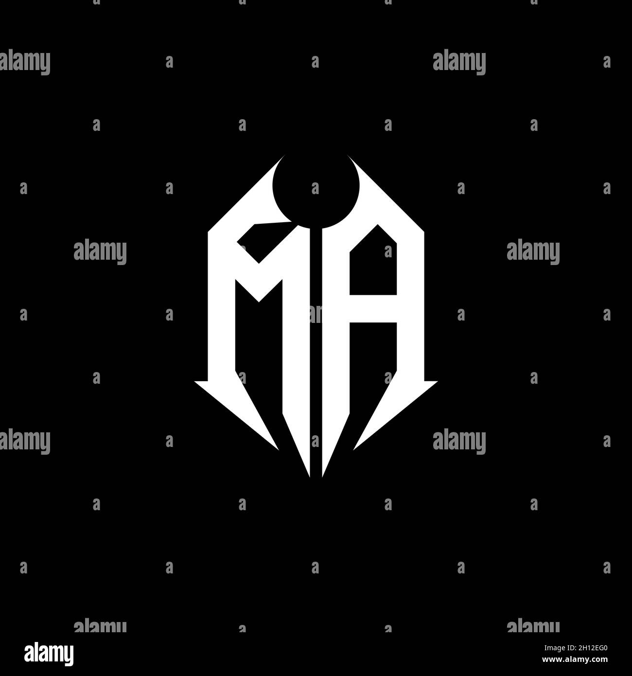 MA Monogram logo letter with metal shape style design template on black ...