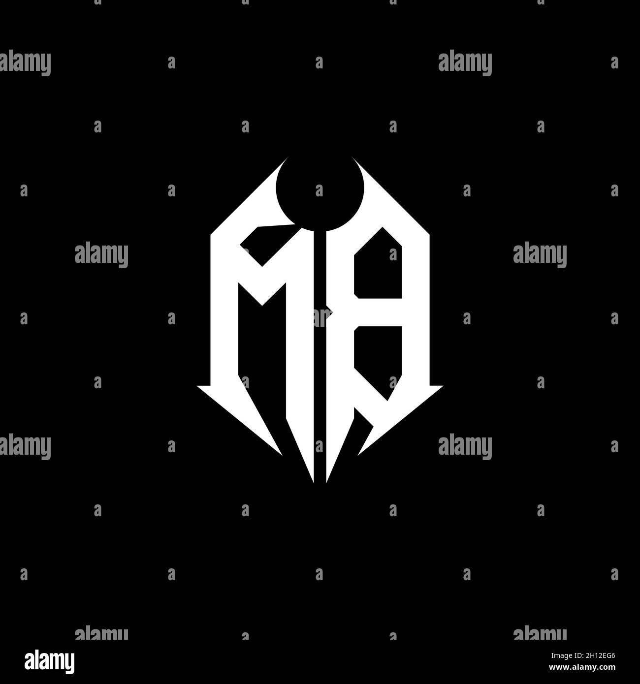 MB Monogram logo letter with metal shape style design template on black ...