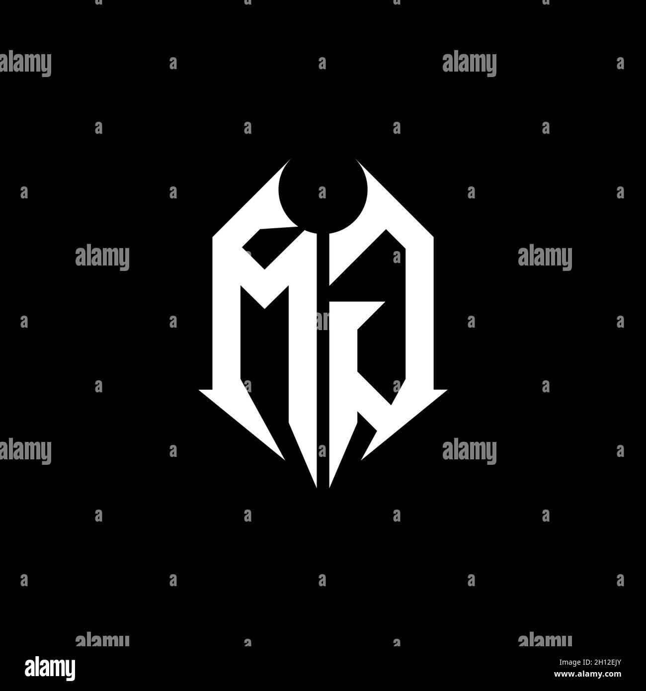 MG Monogram logo letter with metal shape style design template on black ...