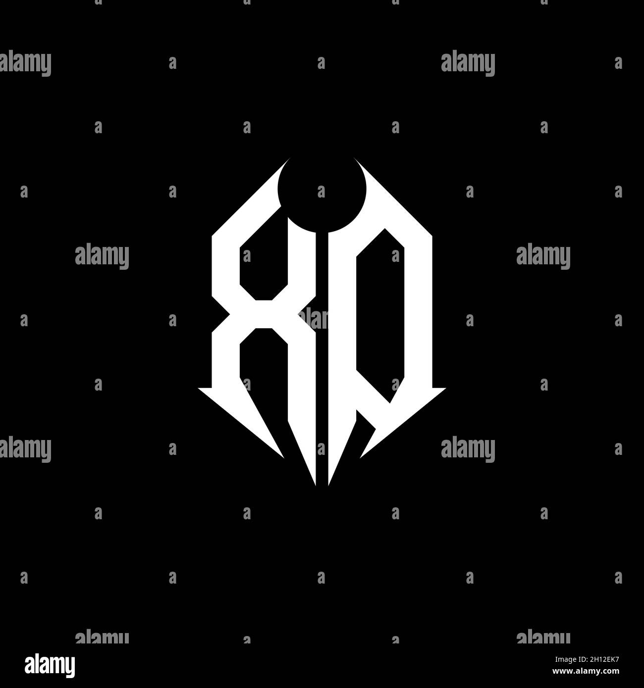 XO Monogram logo letter with metal shape style design template on black ...