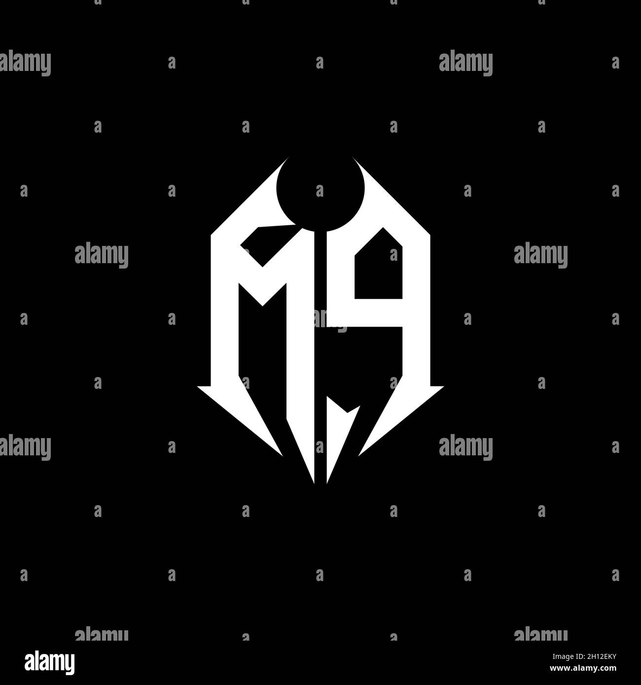 MP Monogram logo letter with metal shape style design template on black ...