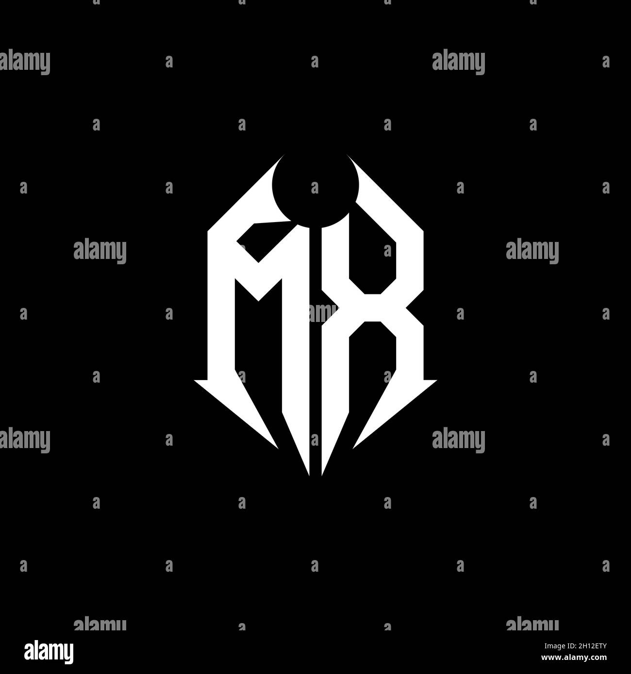 MX Monogram logo letter with metal shape style design template on black ...