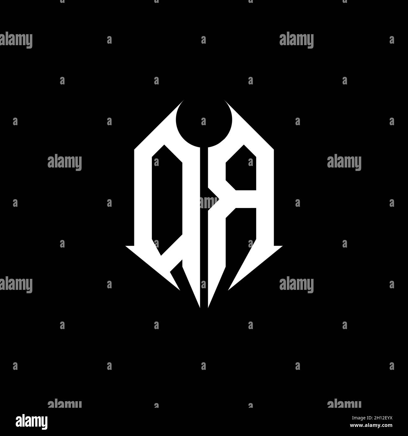OR Monogram logo letter with metal shape style design template on black ...