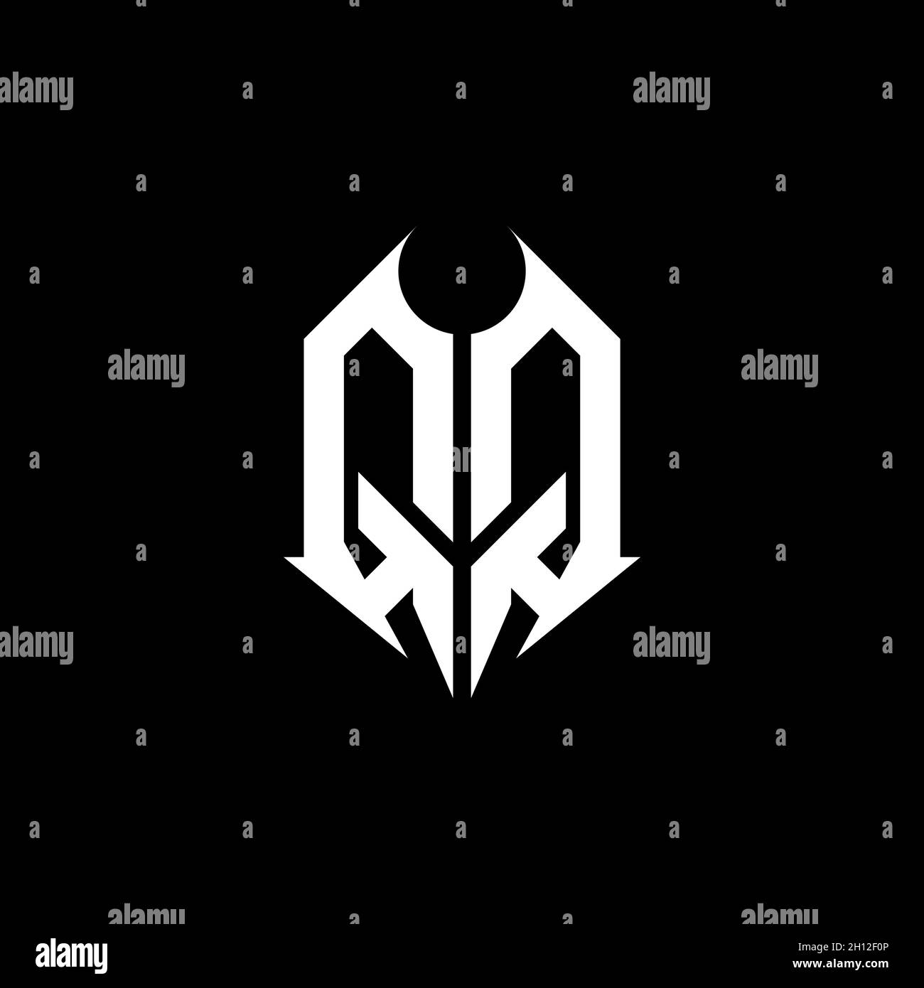 QQ Monogram logo letter with metal shape style design template on black ...