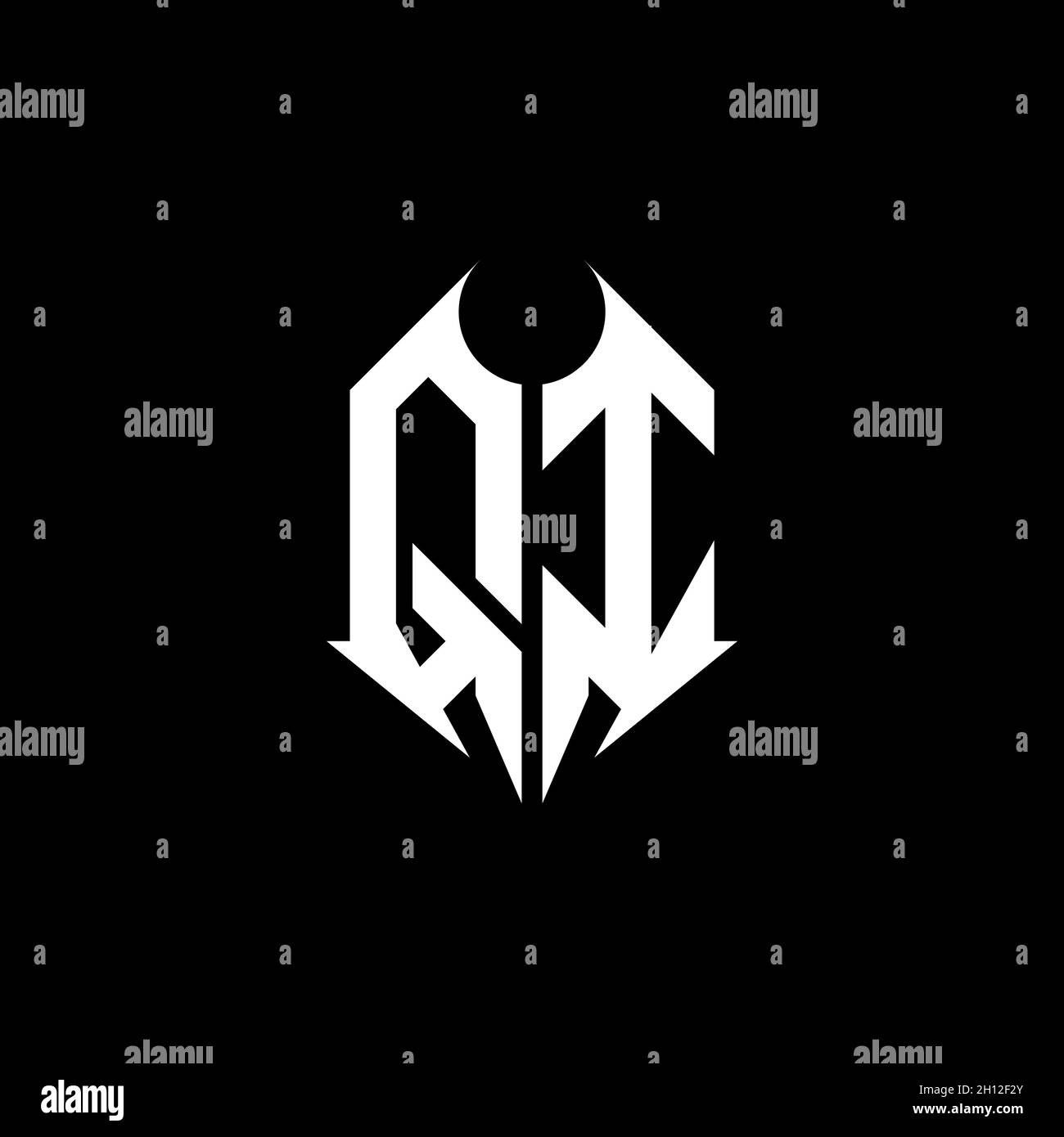 QI Monogram logo letter with metal shape style design template on black ...