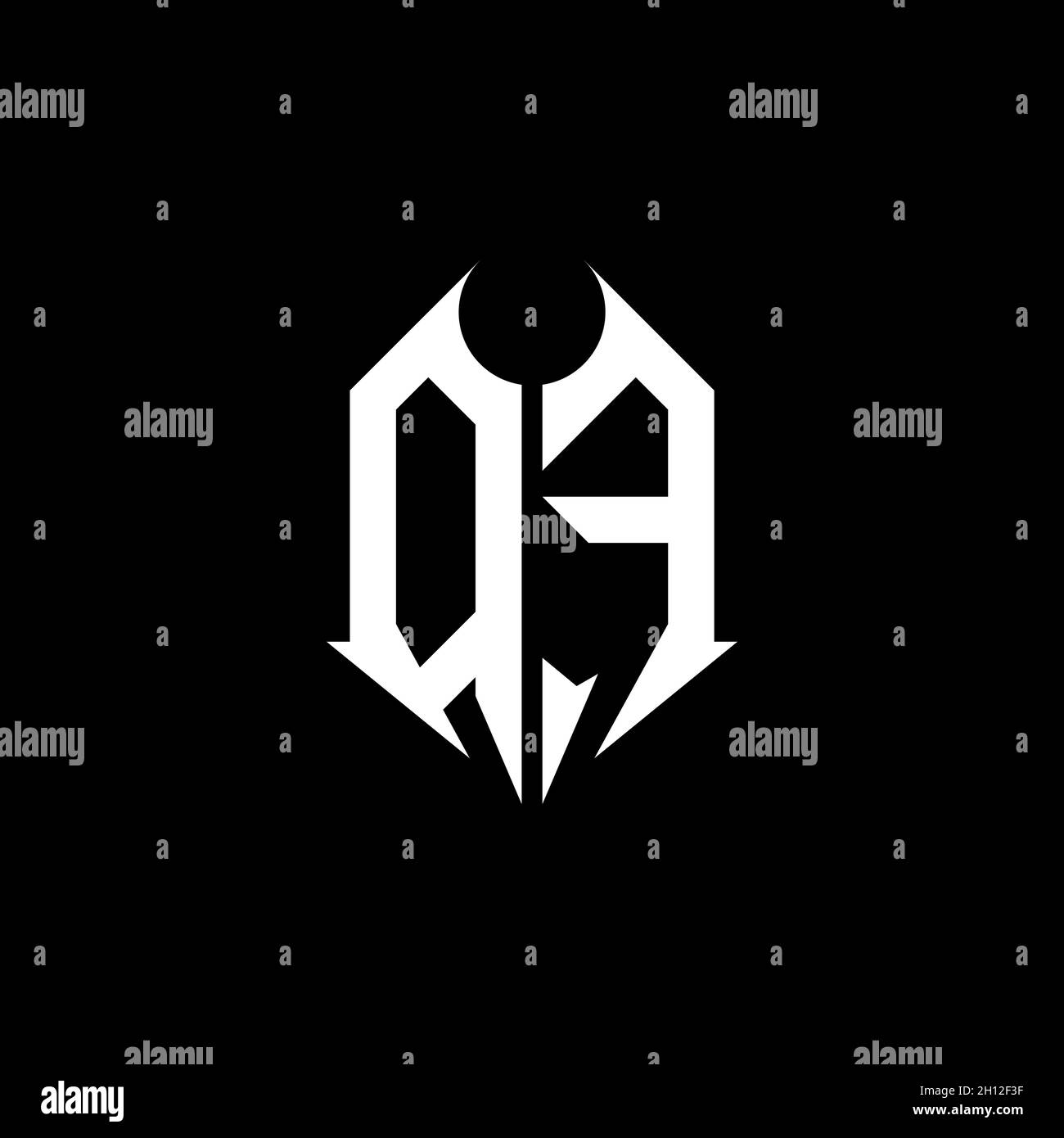 OF Monogram logo letter with metal shape style design template on black ...