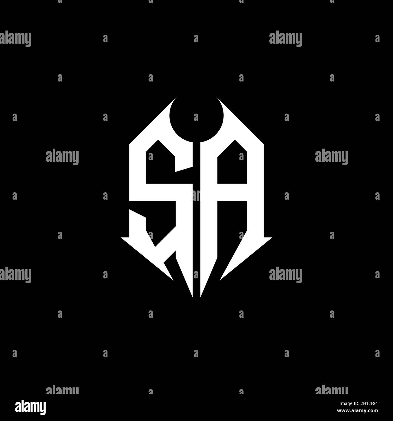 SA Monogram logo letter with metal shape style design template on black ...