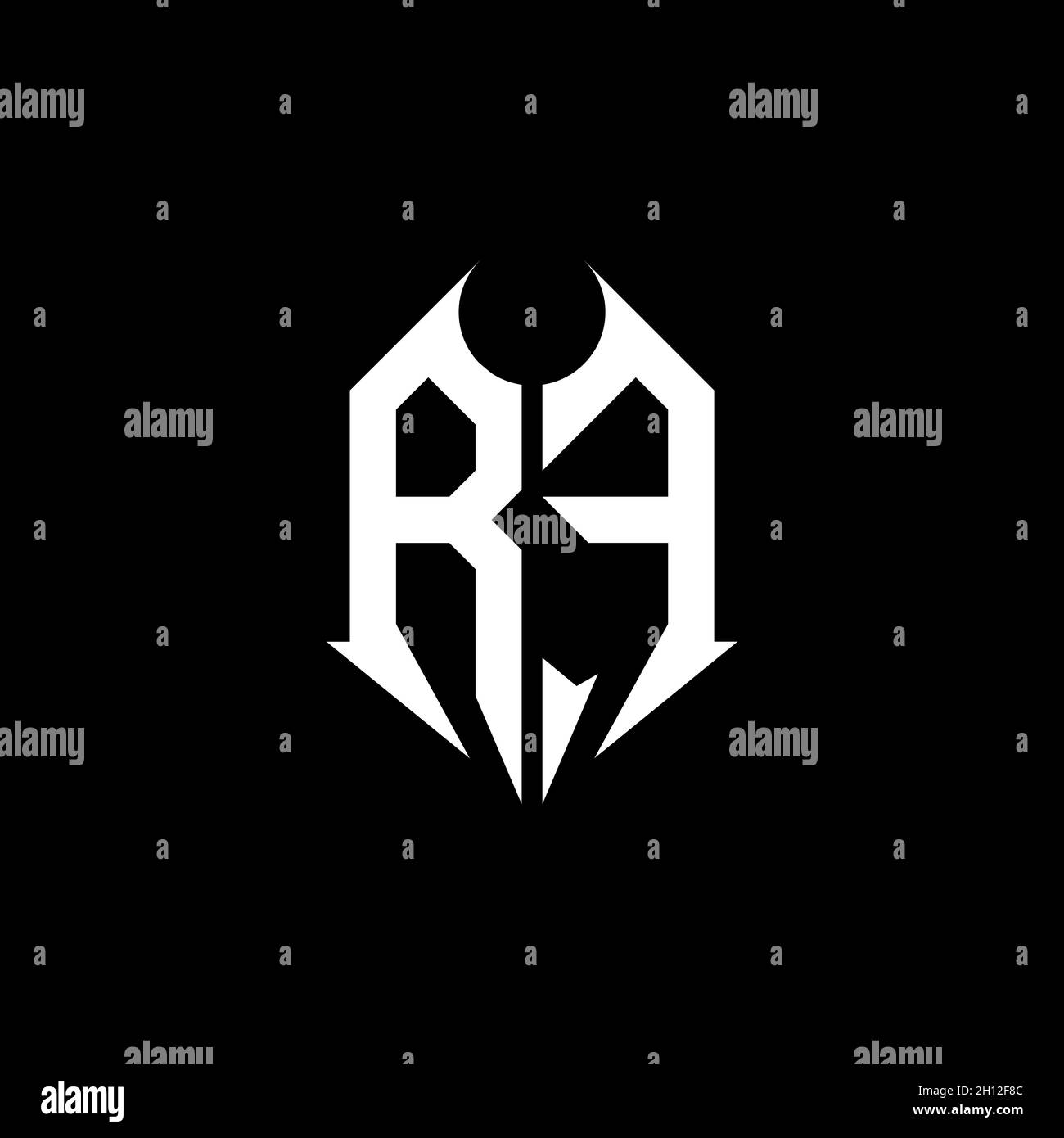 RF Monogram logo letter with metal shape style design template on black ...