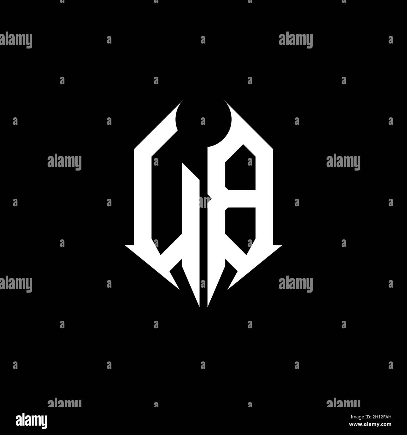UB Monogram logo letter with metal shape style design template on black ...