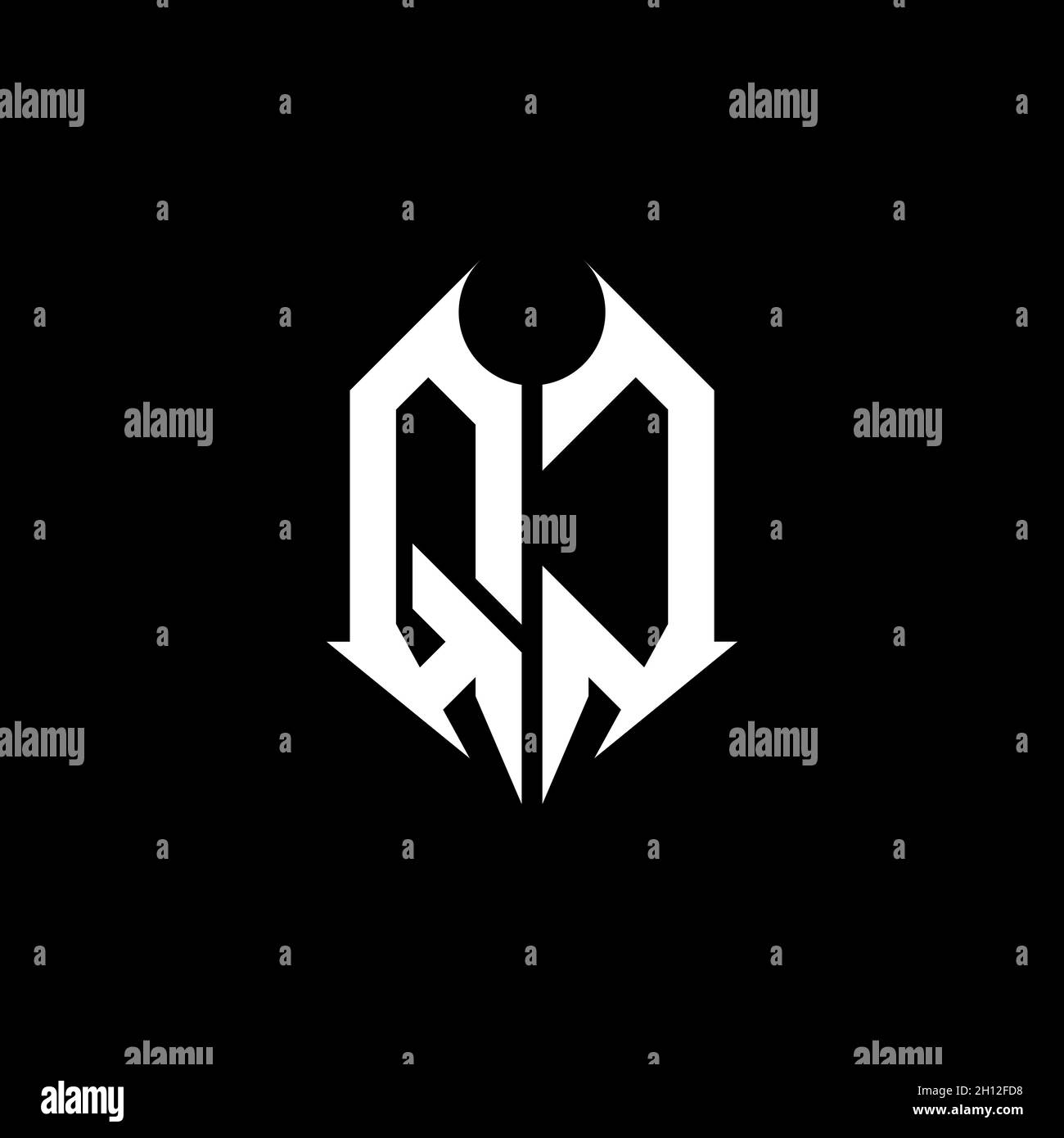 QC Monogram logo letter with metal shape style design template on black ...