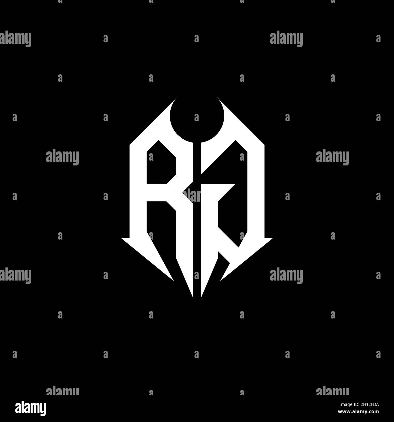 RG Monogram logo letter with metal shape style design template on black ...