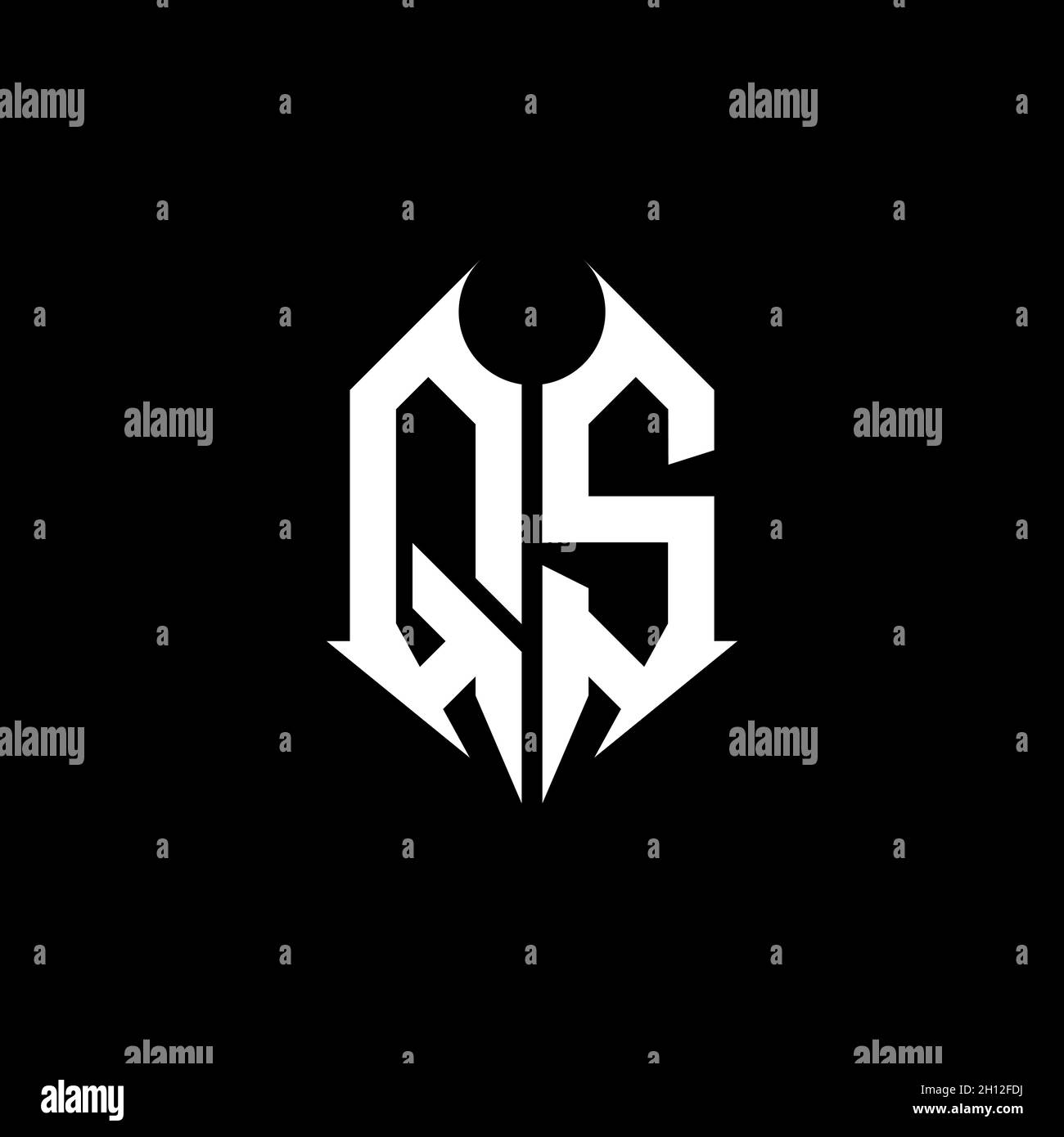 QS Monogram logo letter with metal shape style design template on black ...