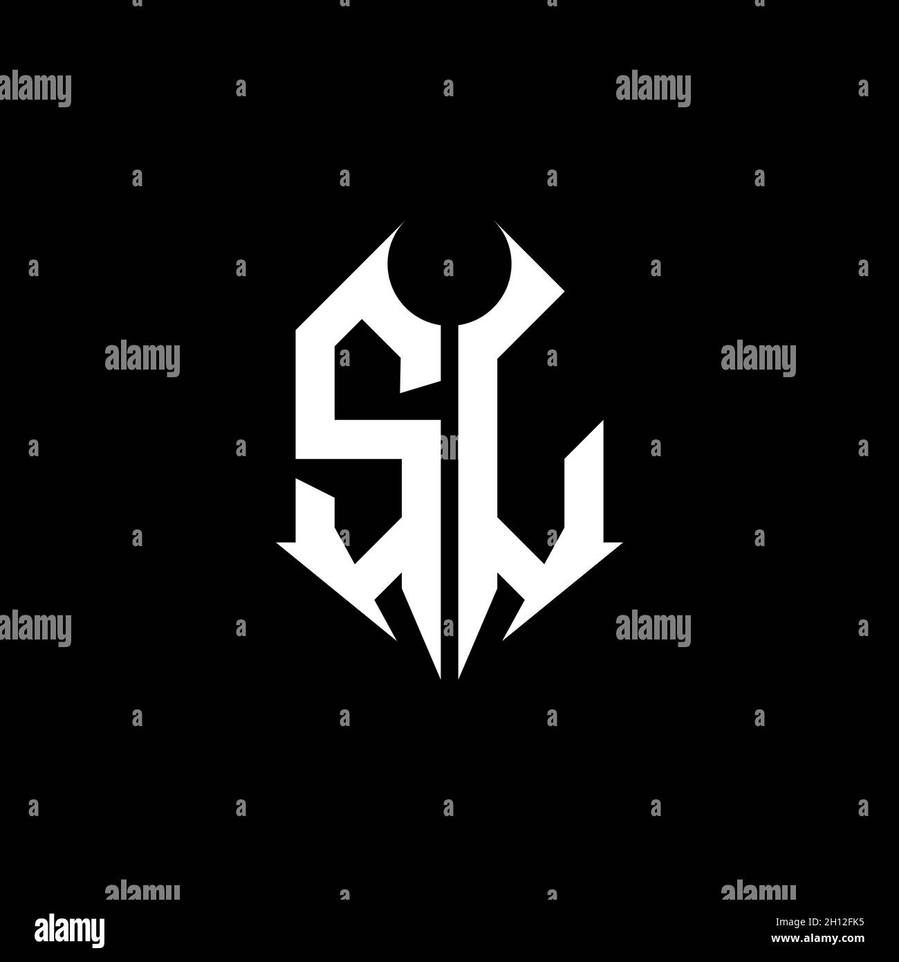 SJ Monogram logo letter with metal shape style design template on black ...