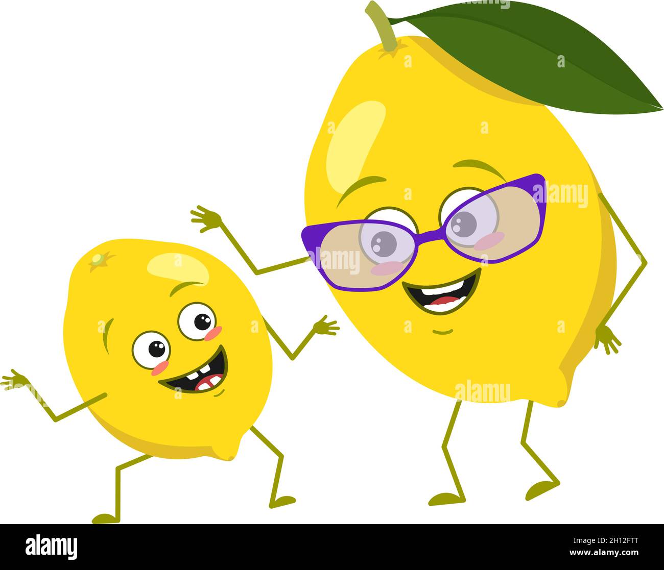 Cute lemon characters with emotions, face. Funny grandmother and ...