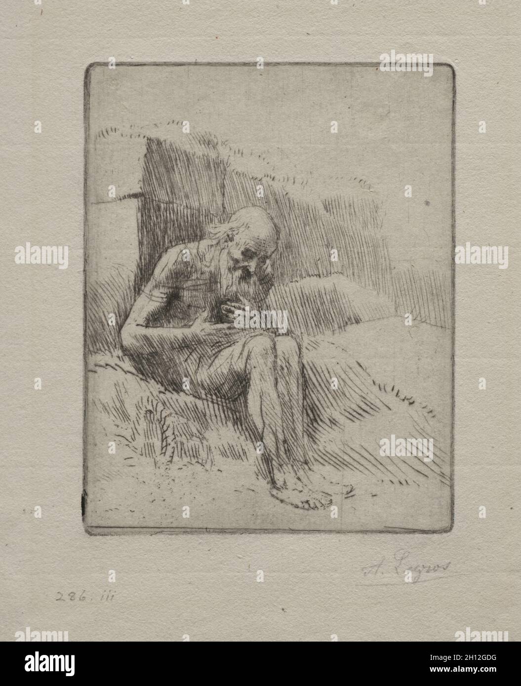 Job (Second Plate), 1884. Alphonse Legros (French, 1837-1911). Etching ...