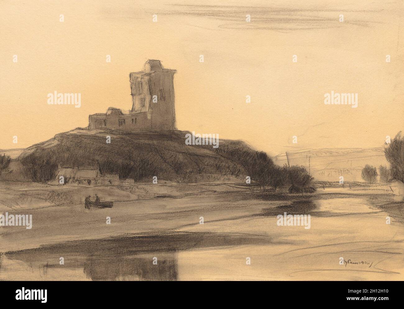 The Red Castle. David Young Cameron (British, 1865-1945). Charcoal ...