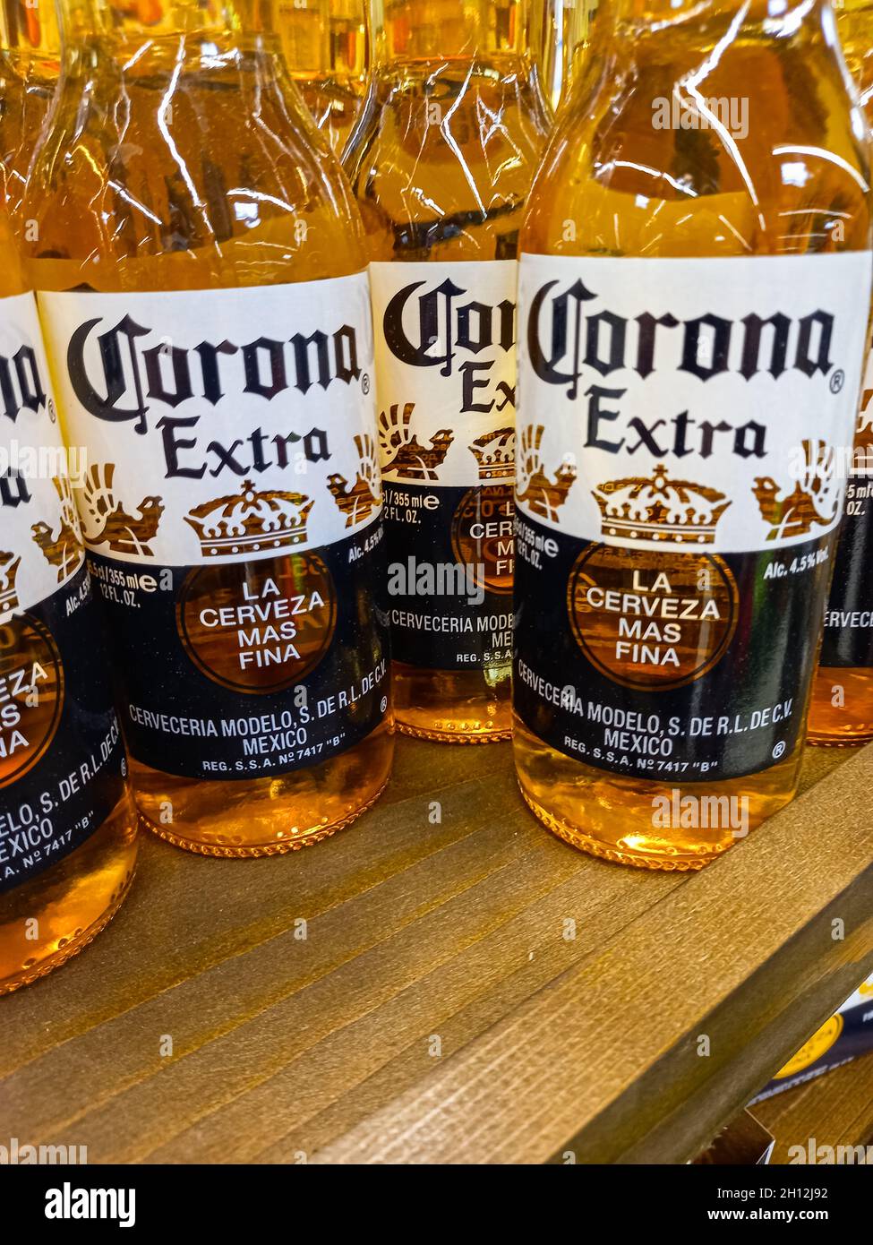 Bottles of Corona Extra Beer one of the top-selling beers worldwide ...