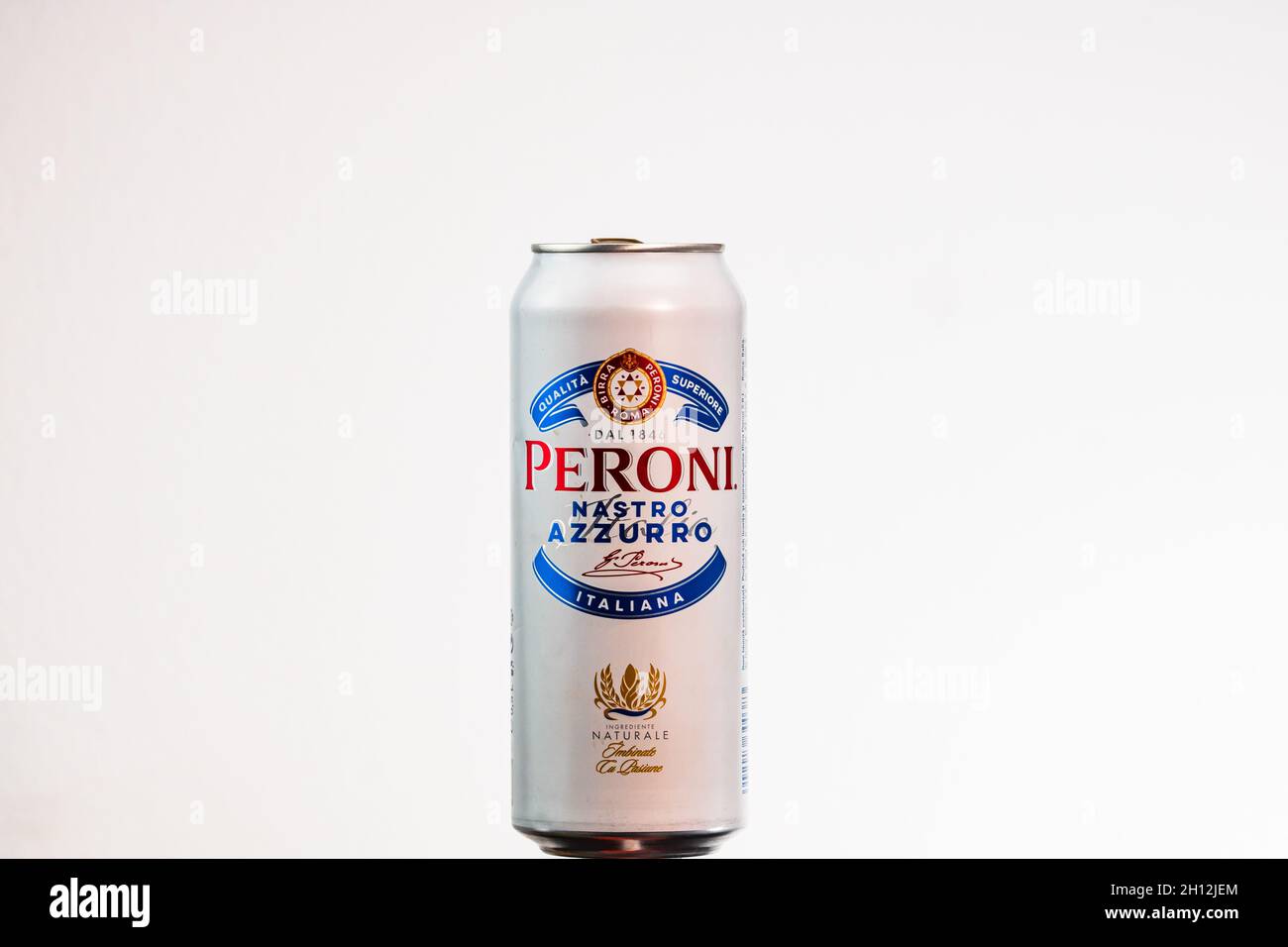 Peroni Nastro Azzurro, a premium lager beer produced since 1963 by ...