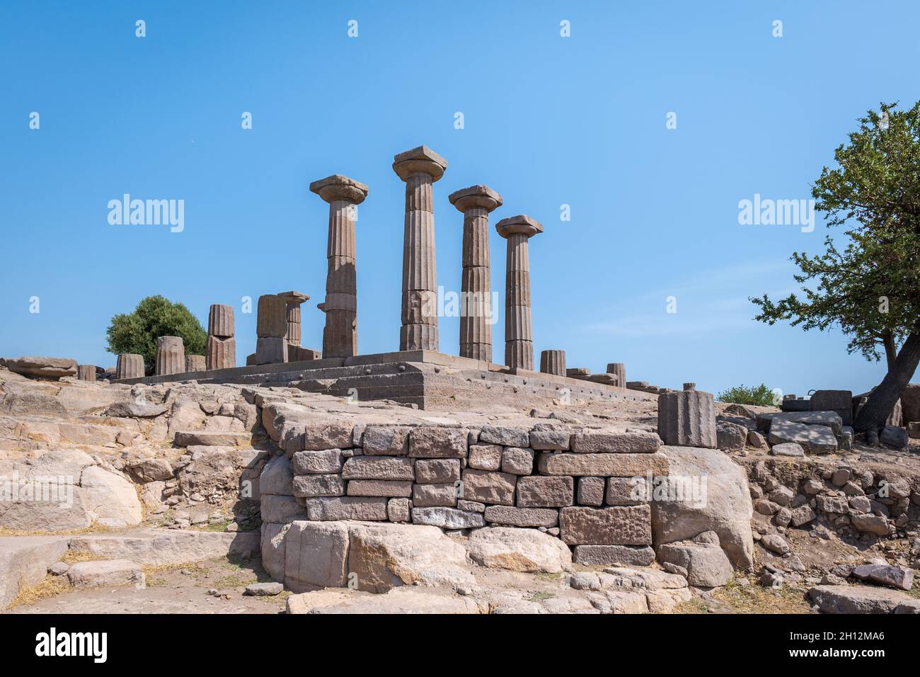 The Temple of Athena ruin in Assos archeological site, Turkey. Assos is ...