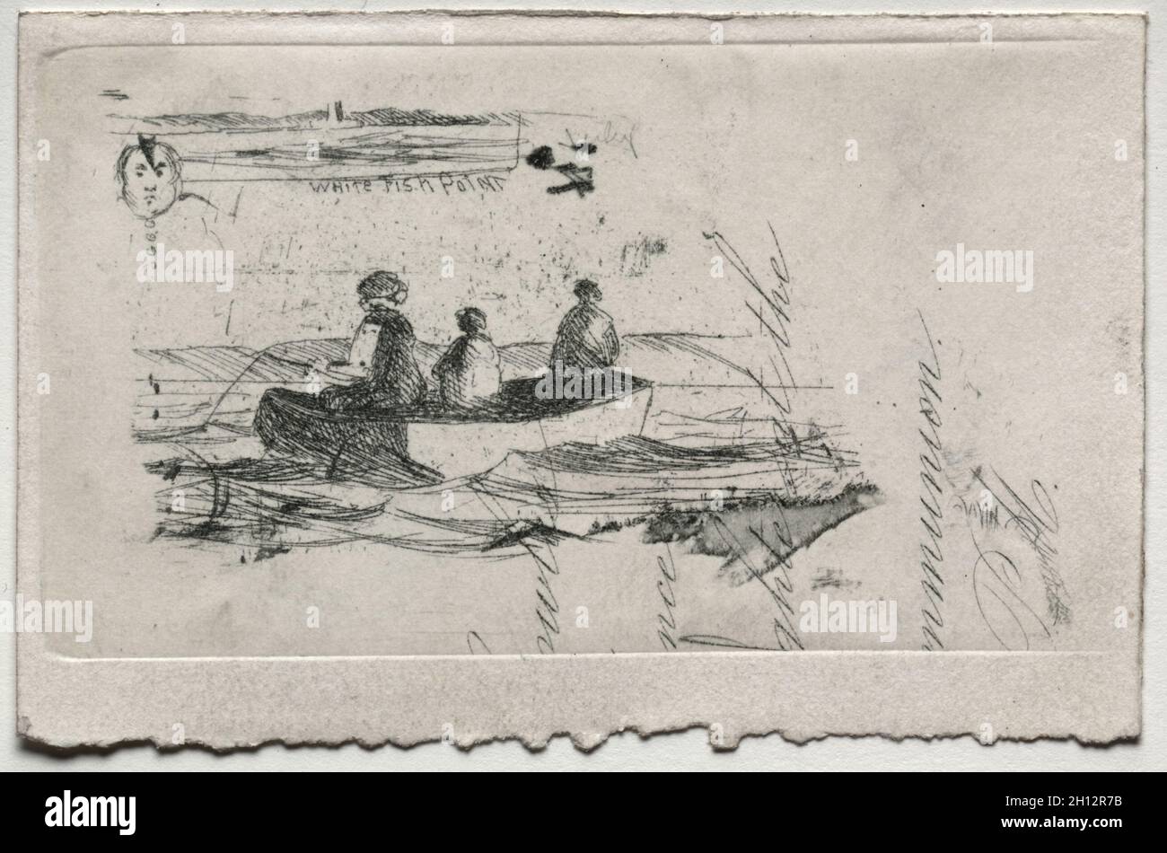 Fishing. Sion Longley Wenban (American, 1848-1897). Etching Stock Photo ...