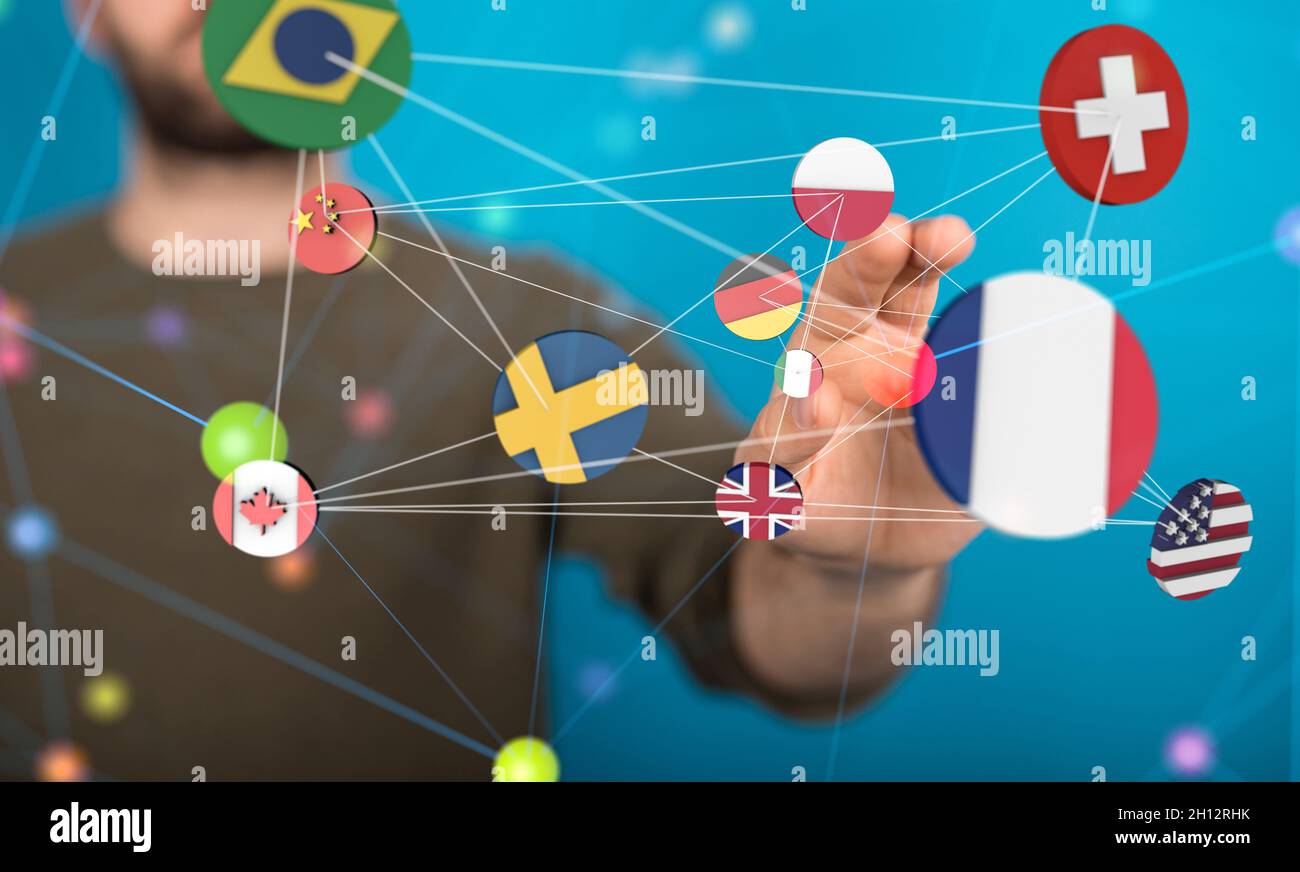 Person tapping floating digital hi-res stock photography and images - Alamy