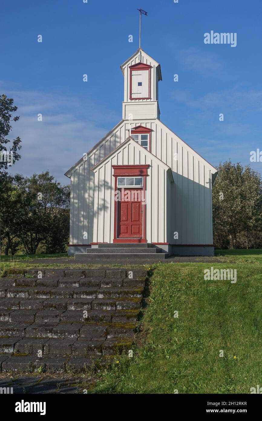 Borgarnes, Iceland: The church at Borg a Myrum, the homestead of 10th ...