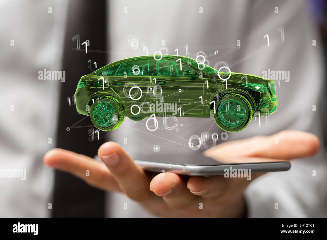 3D rendering of a digital futuristic electro car, e-motion concept ...